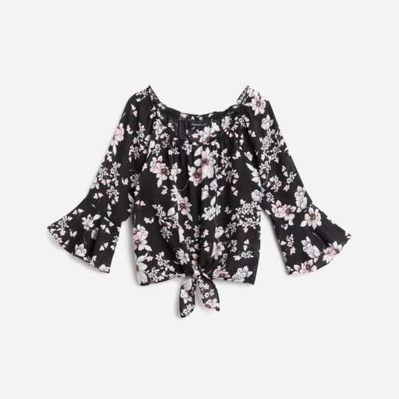 Fortune + Ivy | Tops | Fortune Ivy Black Floral Blouse Front Tie | Poshmark